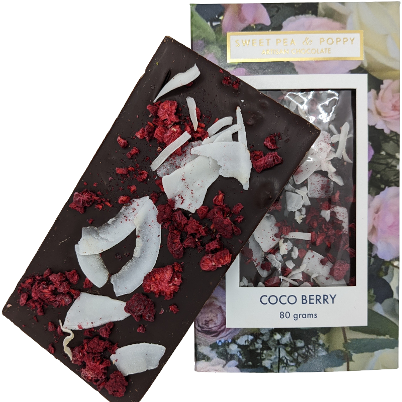 Coco Berry Artisan Chocolate Bar – Sweet Pea & Poppy