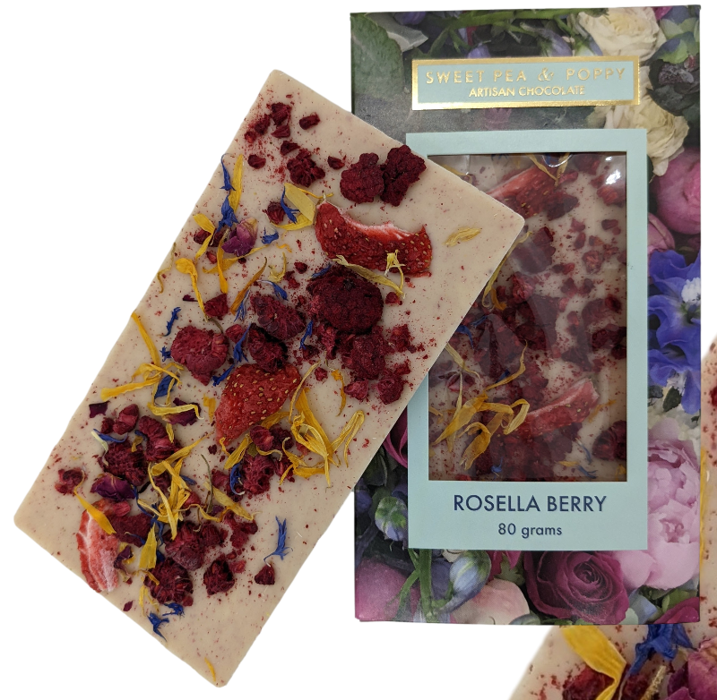 Rosella Berry Artisan Chocolate Bar – Sweet Pea & Poppy
